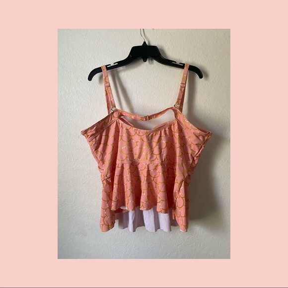 Swim | Peach And Gold Peplum Swim Tankini 3x New | Poshmark
